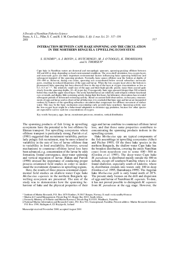 (PDF) Interaction between Cape hake spawning and the circulation in the ...