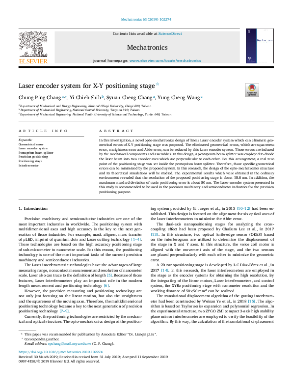 (PDF) Laser encoder system for X-Y positioning stage