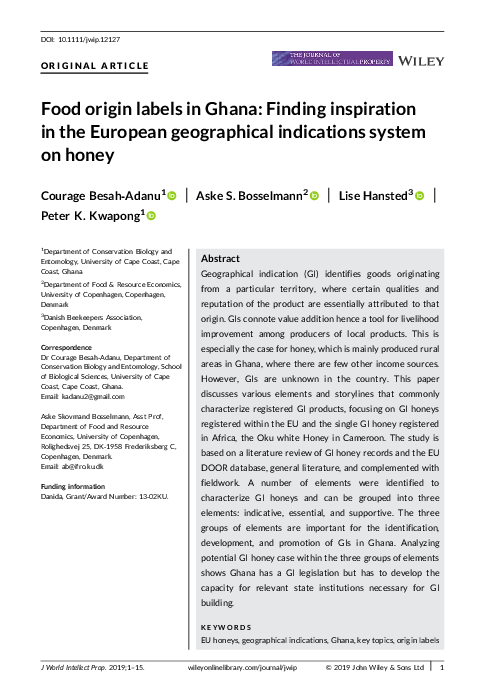 (PDF) Food origin labels in Ghana: Finding inspiration in the European ...