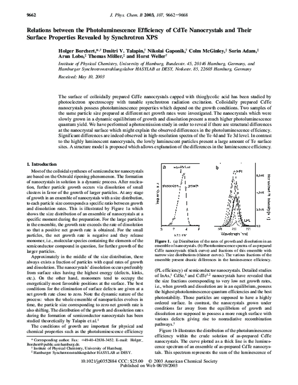 (PDF) Relations between the Photoluminescence Efficiency of CdTe ...