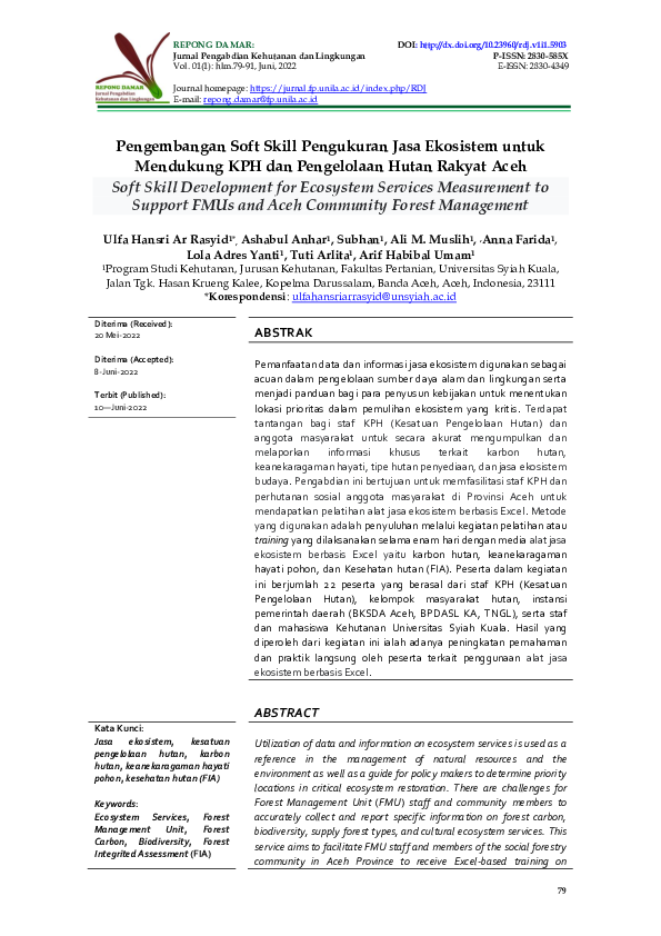 (PDF) Soft Skill Development for Ecosystem Services Measurement to ...