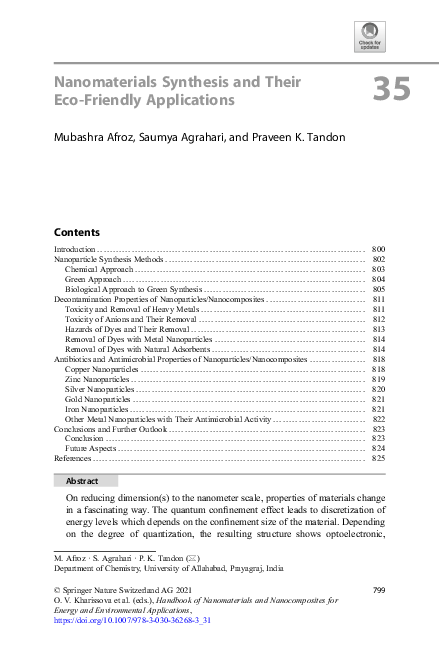 (PDF) Nanomaterials Synthesis and Their Eco-Friendly Applications