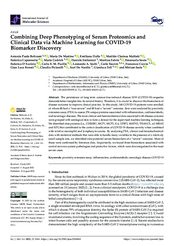(PDF) Combining Deep Phenotyping of Serum Proteomics and Clinical Data via Machine Learning for ...