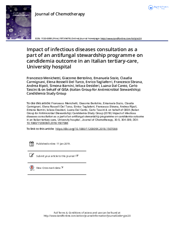 (PDF) Impact of infectious diseases consultation as a part of an antifungal stewardship ...