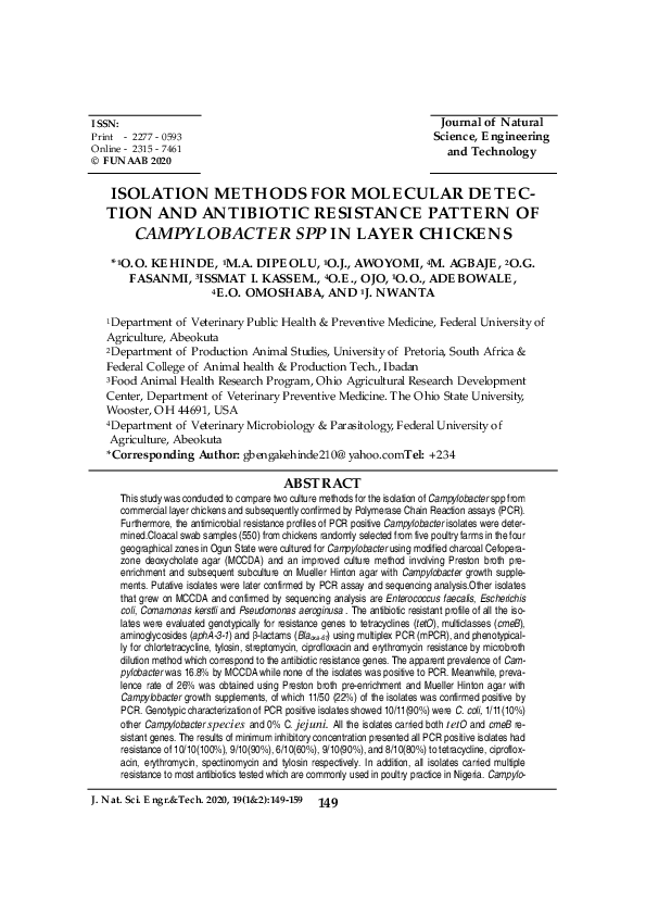 (PDF) Isolation Methods for Molecular Detection and Antibiotic Resistance Pattern of ...