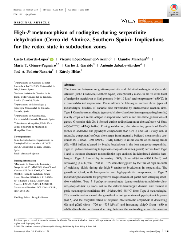 (PDF) High-P metamorphism of rodingites during serpentinite dehydration ...