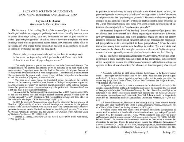 (PDF) Lack of discretion of judgment: canonical doctrine and legislation