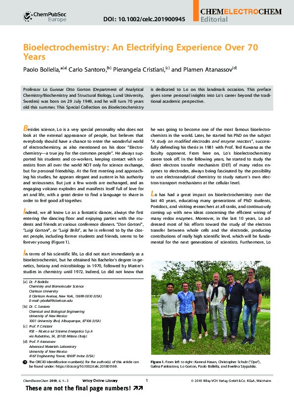 (PDF) Bioelectrochemistry-An Electrifying Experience Over 70 Years