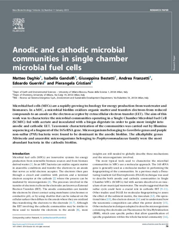 (PDF) Anodic and cathodic microbial communities in single chamber microbial fuel cells