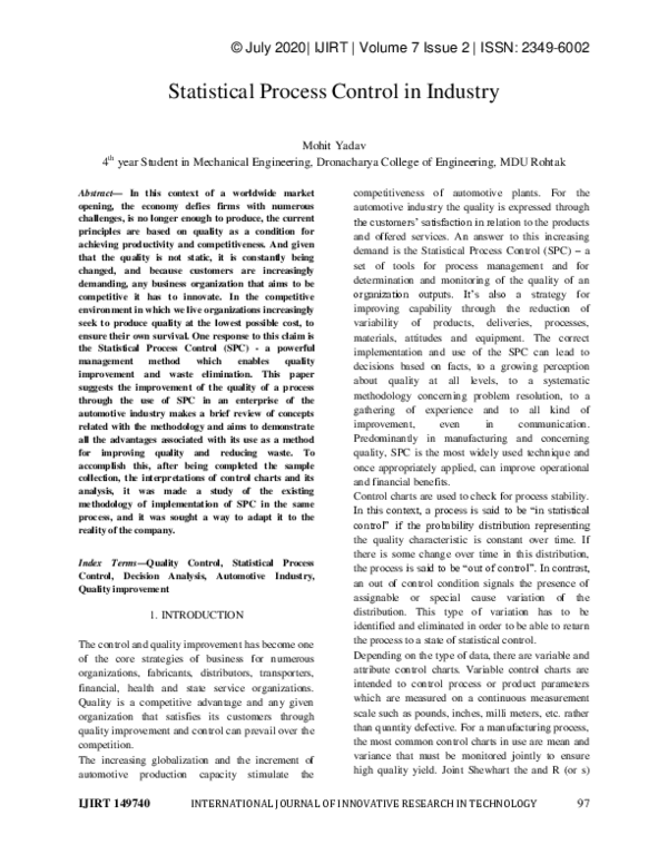 (PDF) Statical Pprocess Control (SPC)