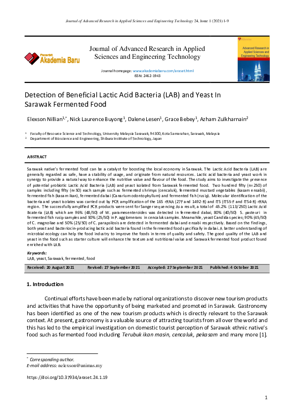 (PDF) Detection of Beneficial Lactic Acid Bacteria (LAB) and Yeast In ...