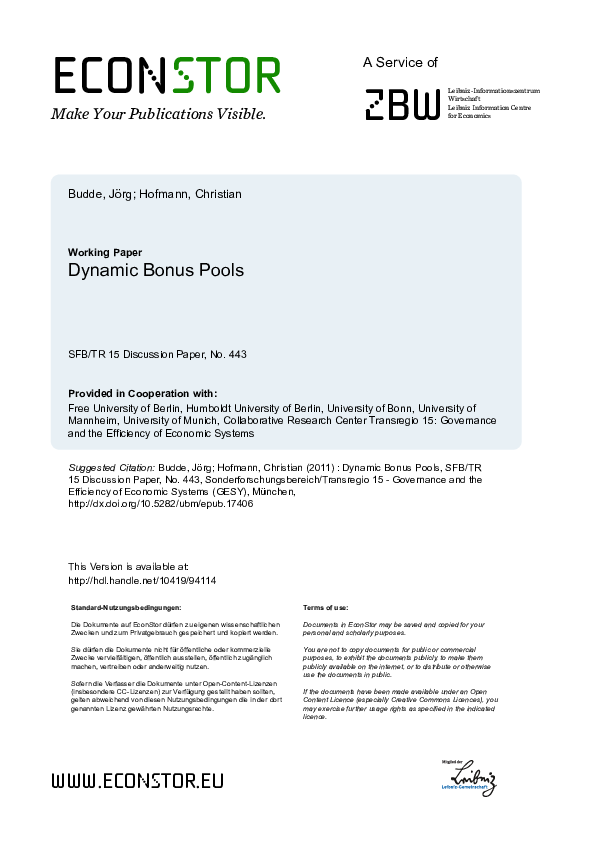 (PDF) Dynamic Bonus Pools