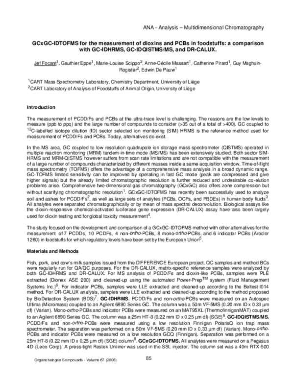 (PDF) GCxGC-IDTOFMS for the measurement of dioxins and PCBs in ...