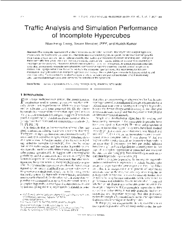 (PDF) Traffic analysis and simulation performance of incomplete hypercubes