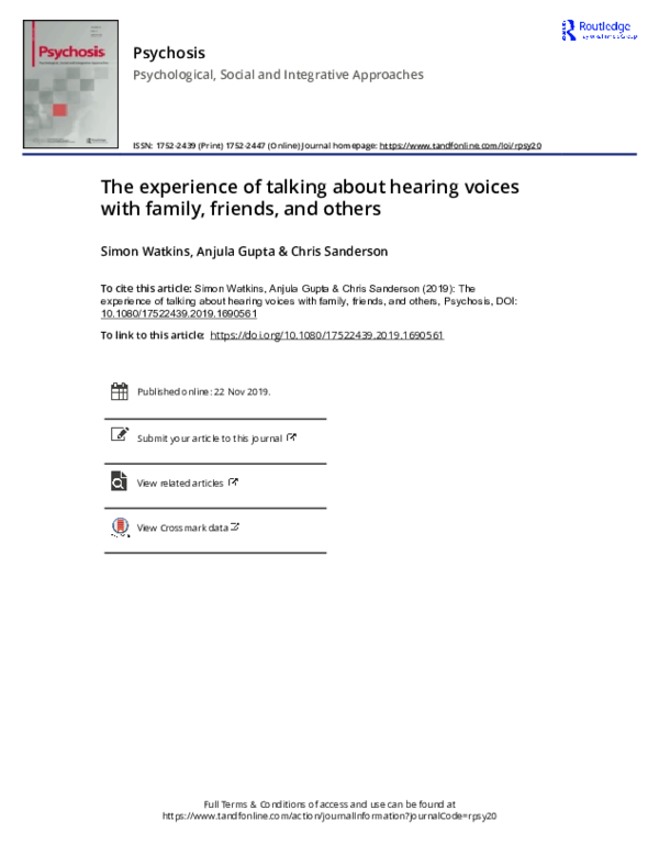 (PDF) The experience of talking about hearing voices with family ...