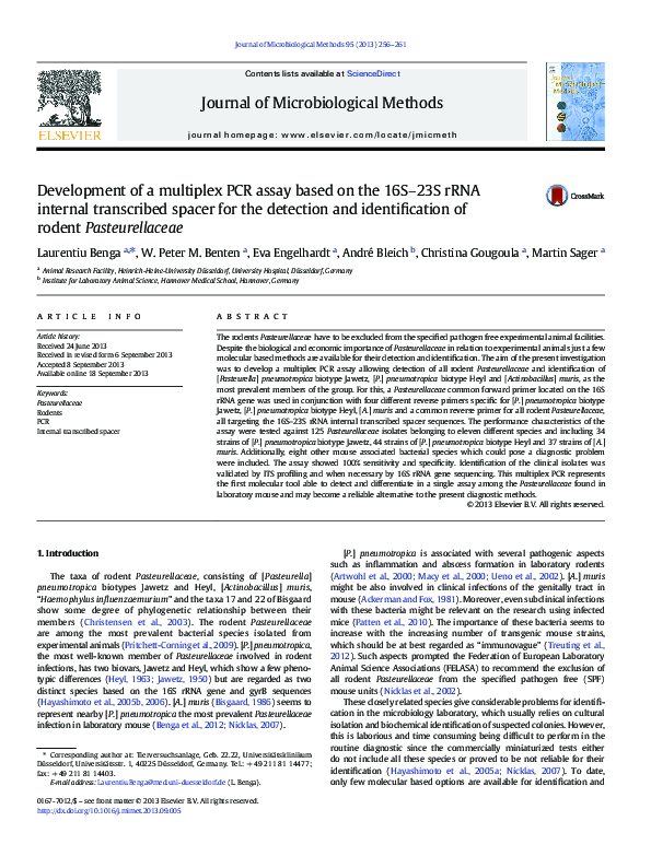 (PDF) Development of a multiplex PCR assay based on the 16S–23S rRNA internal transcribed spacer ...