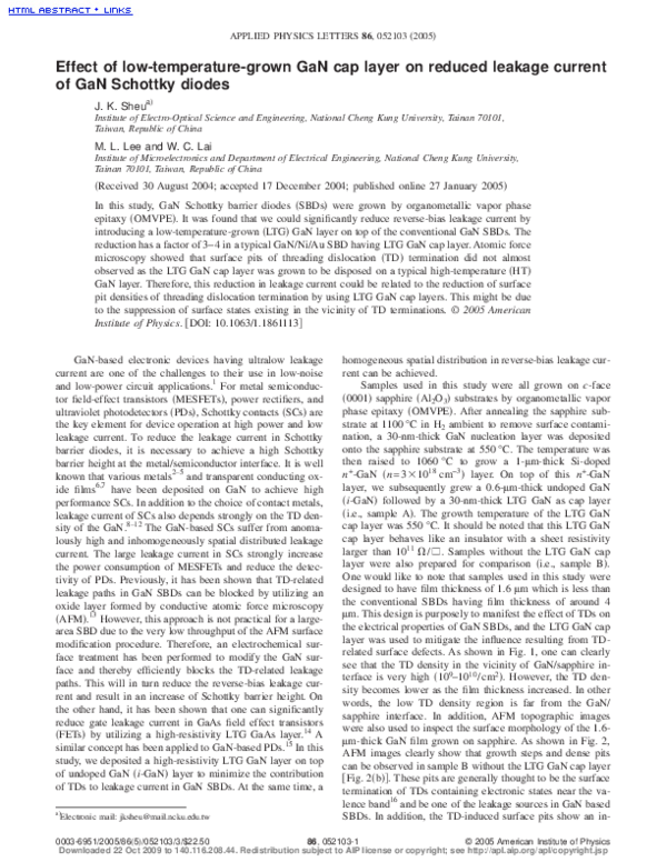 (PDF) Low-Temperature-Grown GaN Caps Reduce Leakage