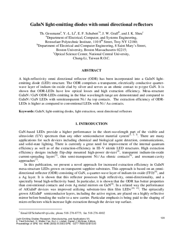 (PDF) GaInN light-emitting diodes with omnidirectional reflectors