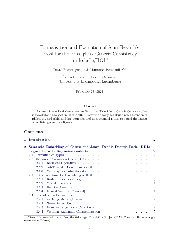 (PDF) Formalisation and Evaluation of Alan Gewirth's Proof for the ...
