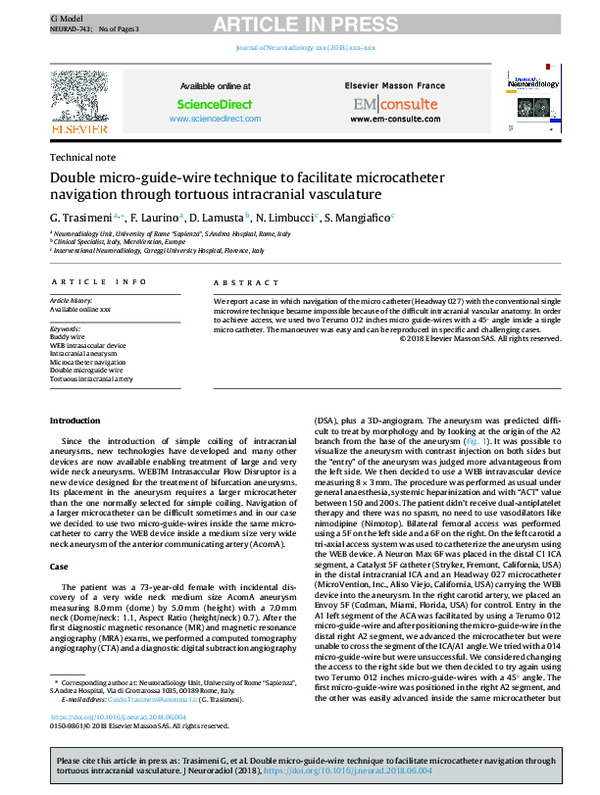 (PDF) Double Guide-Wire Technique for Intracranial Microcatheter Navigation