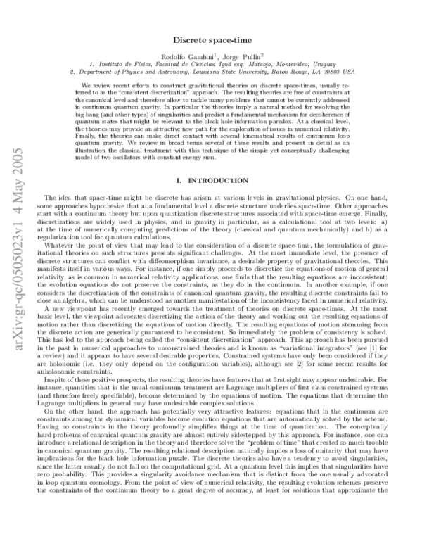 Pdf Discrete Space Time