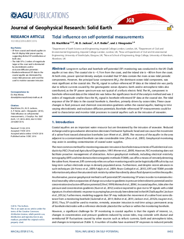 (PDF) Tidal influence on self-potential measurements