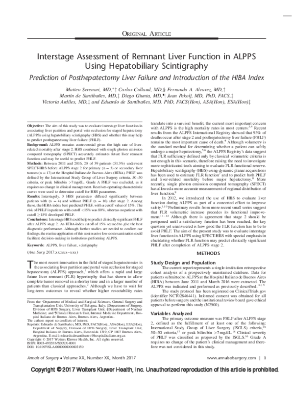(PDF) Interstage Assessment of Remnant Liver Function in ALPPS Using ...