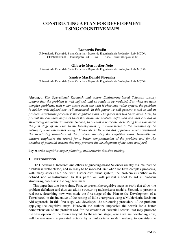 (PDF) Constructing a Plan for Development using Cognitive Maps
