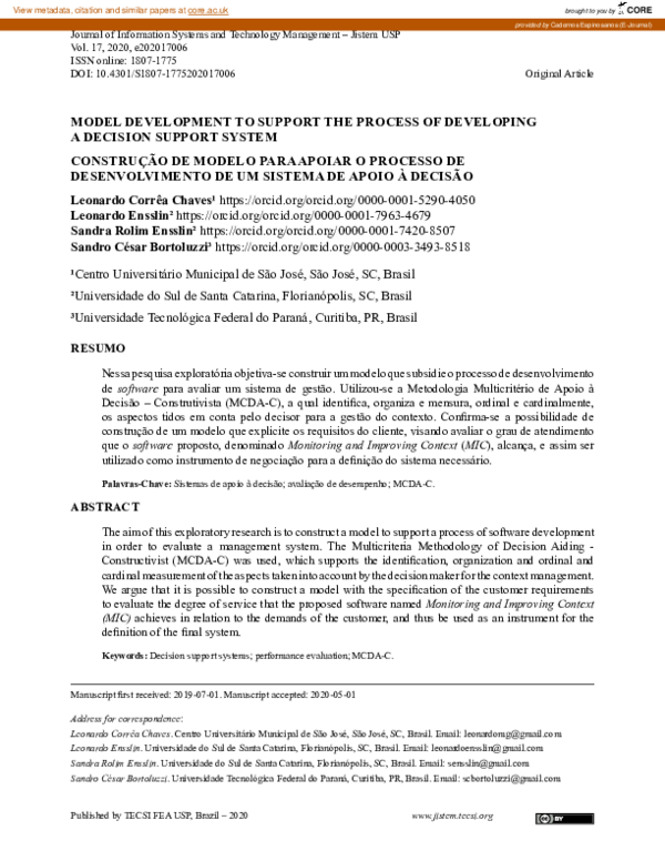 (PDF) Model Development to Support the Process of Developing a Decision ...