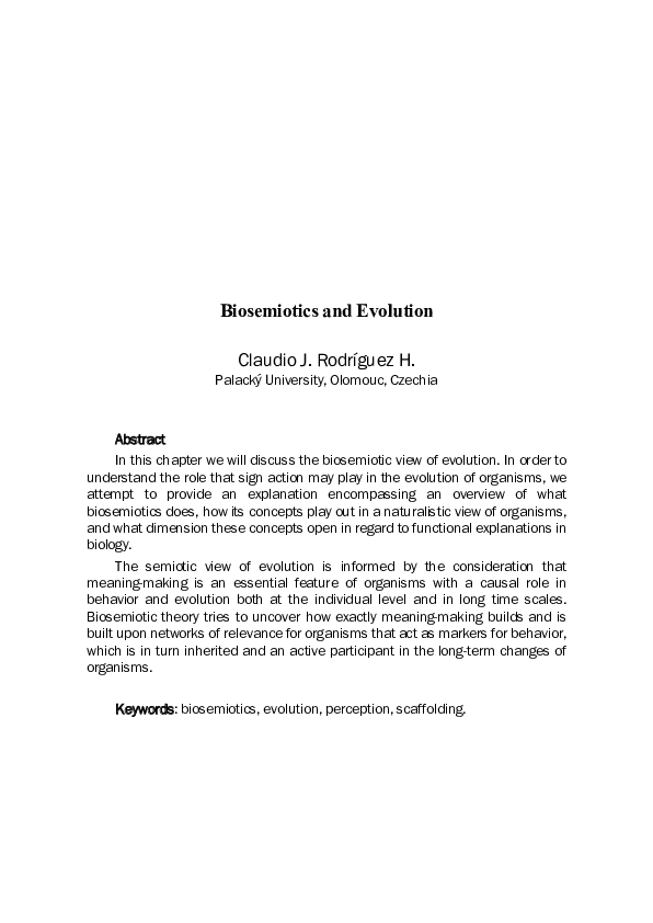 (PDF) Biosemiotics and Evolution