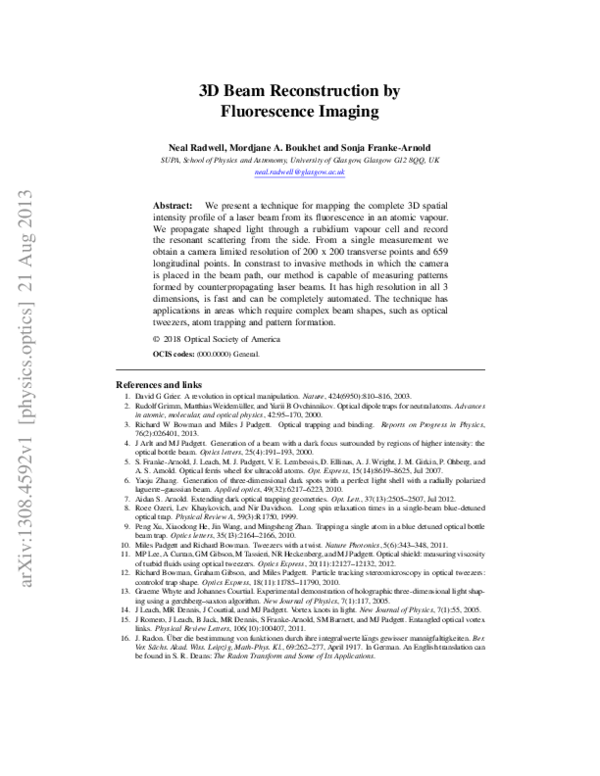 (PDF) 3D beam reconstruction by fluorescence imaging
