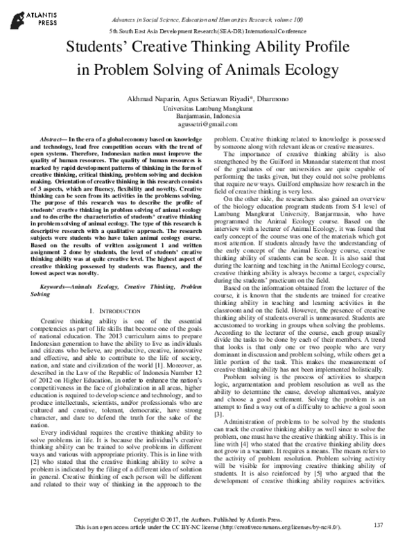 (PDF) Students' Creative Thinking Ability Profile in Problem Solving of ...