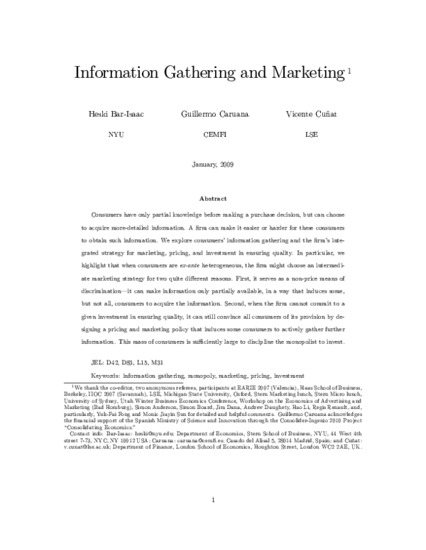 (PDF) Information Gathering and Marketing