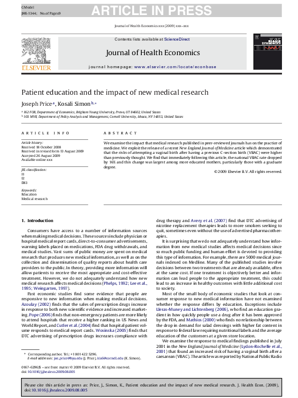 (PDF) Patient education and the impact of new medical research