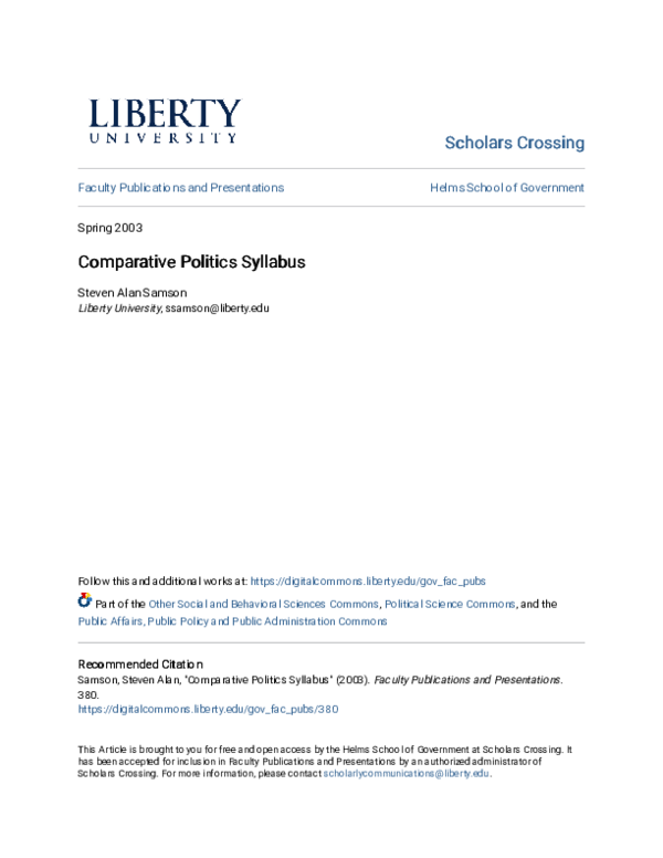 (PDF) Comparative Politics Syllabus (PDF) Comparative Politics Syllabus