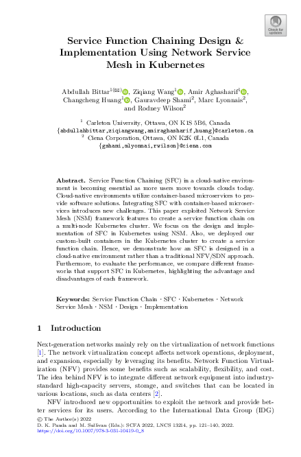 Pdf Service Function Chaining Design And Implementation Using Network Service Mesh In Kubernetes