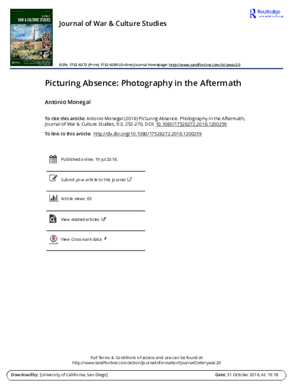 (PDF) Picturing Absence: Photography in the Aftermath