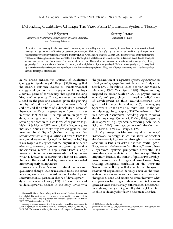 (PDF) Defending Qualitative Change: The View From Dynamical Systems Theory