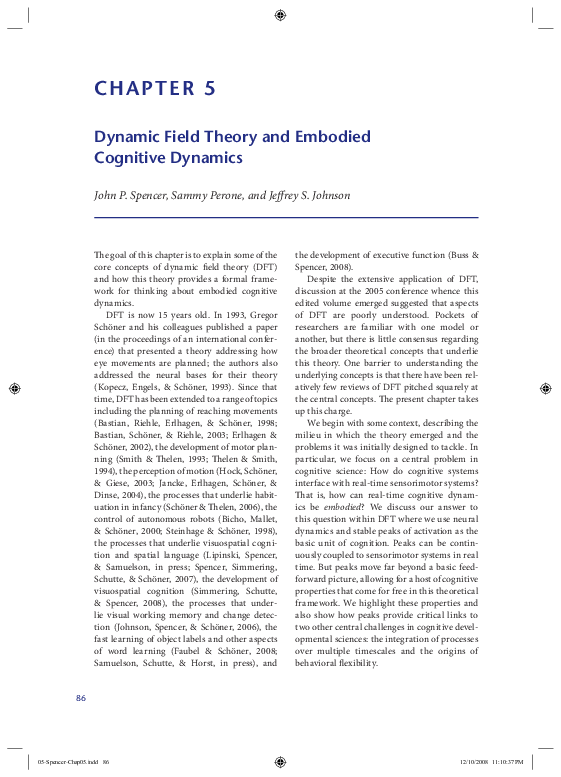 (PDF) Dynamic Field Theory and Embodied Cognitive Dynamics