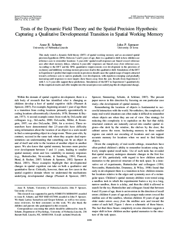 (PDF) Tests of the dynamic field theory and the spatial precision ...