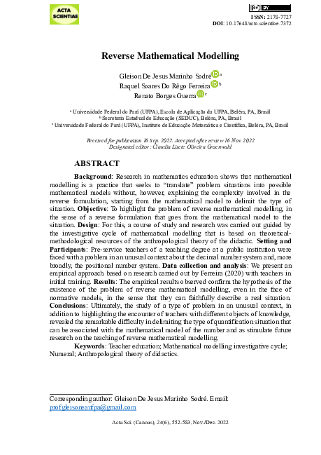 (PDF) Reverse Mathematical Modelling