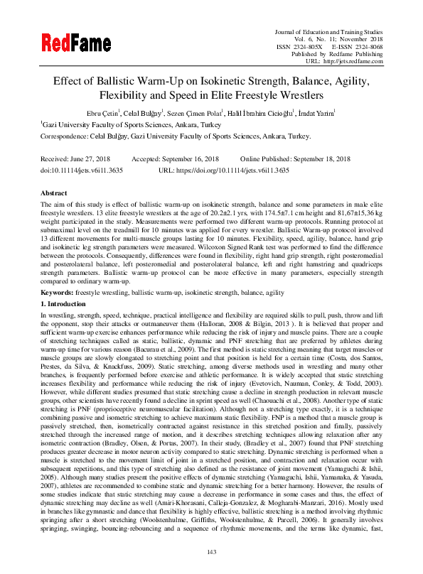 (PDF) Effect of Ballistic Warm-Up on Isokinetic Strength, Balance ...