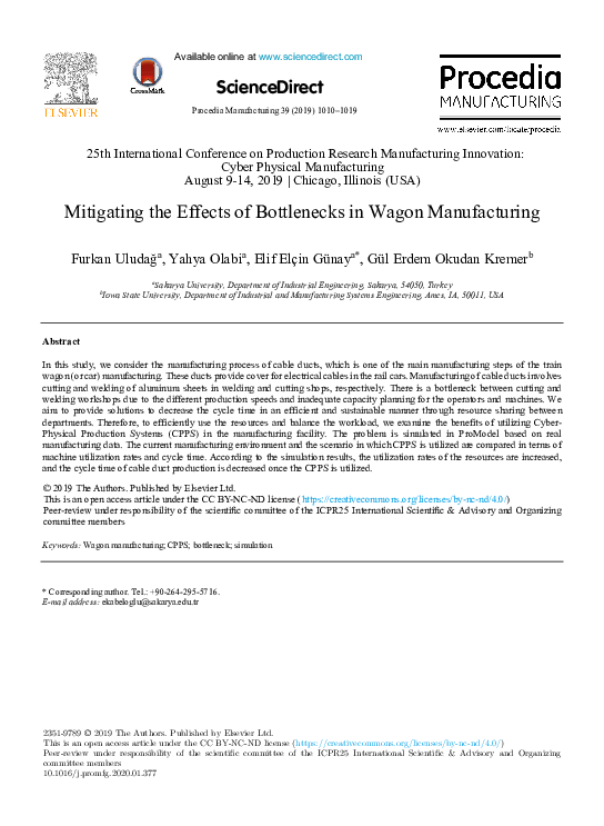 (PDF) Mitigating the Effects of Bottlenecks in Wagon Manufacturing