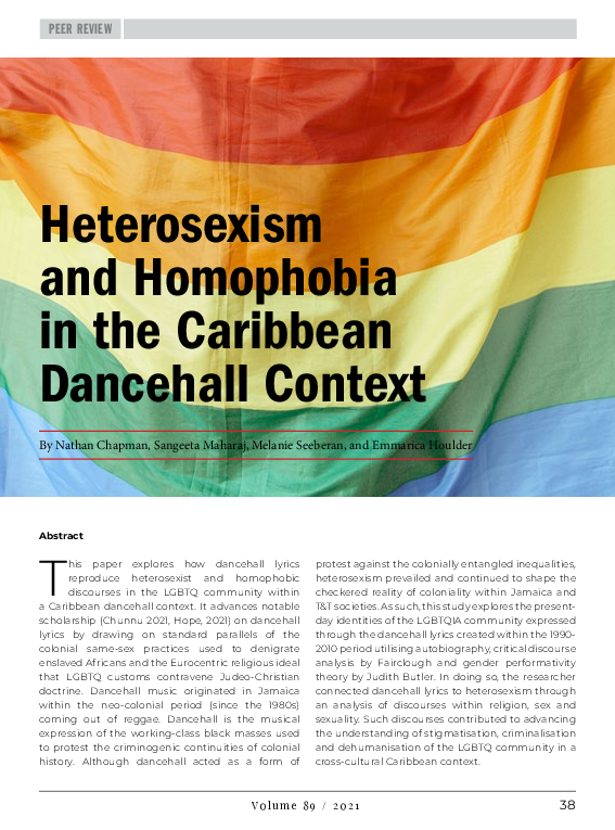 (PDF) Heterosexism and Homophobia in the Caribbean Dancehall Context