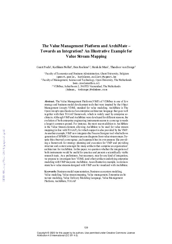 (PDF) The Value Management Platform and ArchiMate - Towards an ...