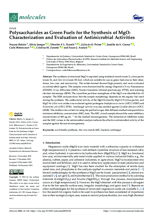 (PDF) Polysaccharides as Green Fuels for the Synthesis of MgO: Characterization and Evaluation ...