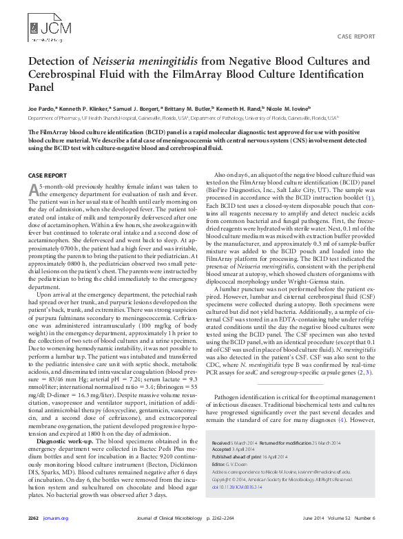 (PDF) Detection of Neisseria meningitidis from Negative Blood Cultures ...