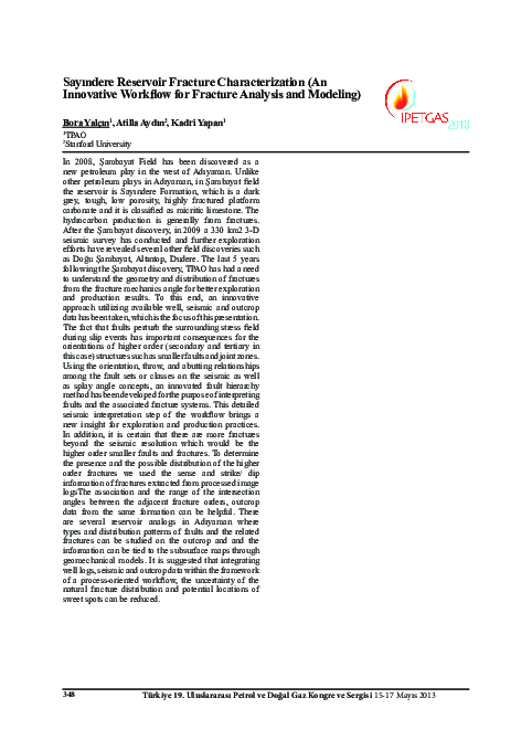 (PDF) Sayındere Reservoir Fracture Characterization (An Innovative Workflow for Fracture ...