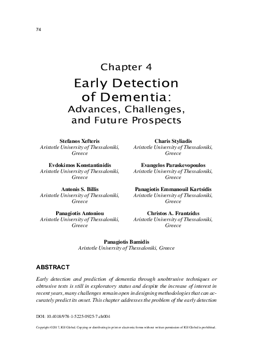 (PDF) Early Detection of Dementia