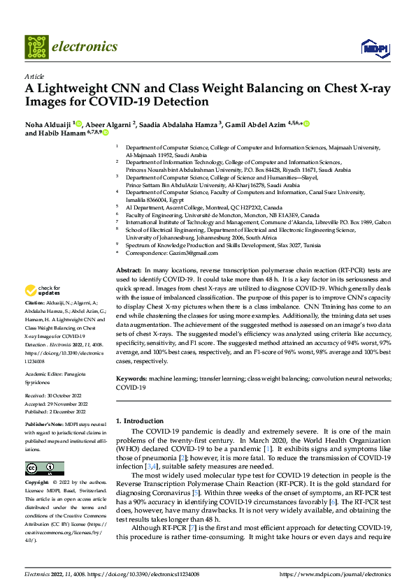 (PDF) A Lightweight CNN and Class Weight Balancing on Chest X-ray ...